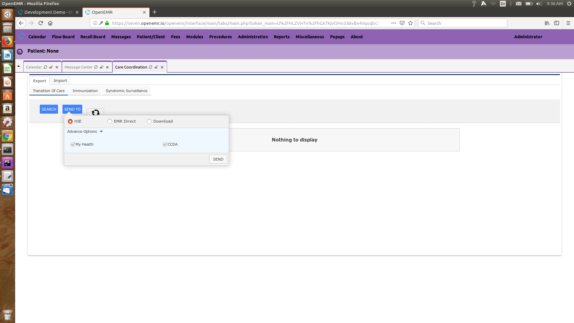 Carecoordination Module Send to HIE Broken · Issue #2376 · openemr/openemr · GitHub