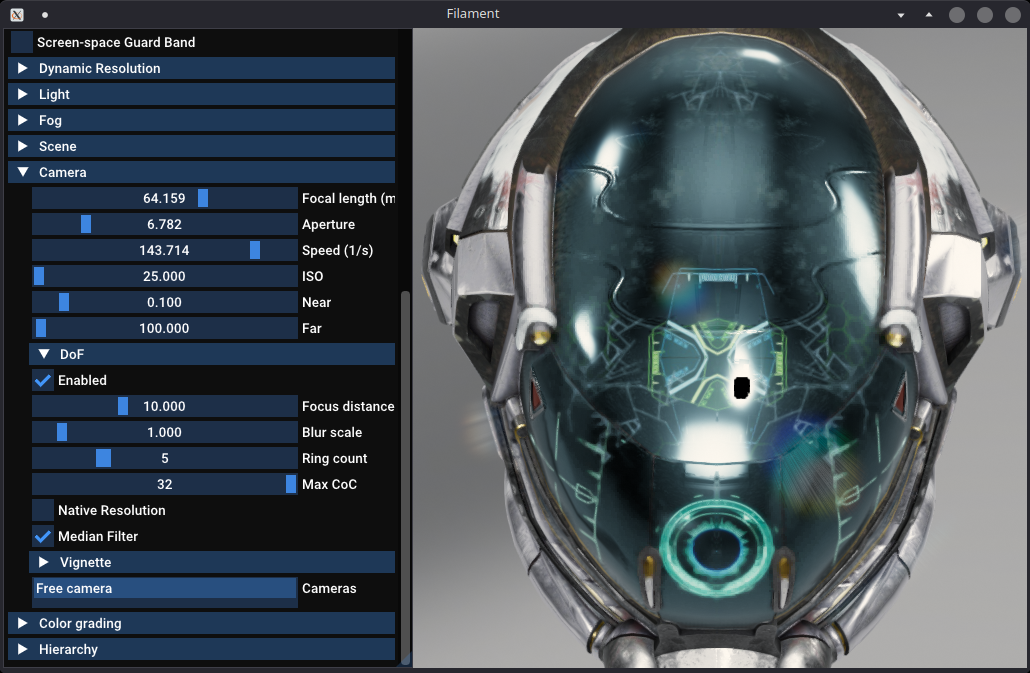 rendering issue on gltf_viewer when flare enabled with some focal length and focus distance in ...