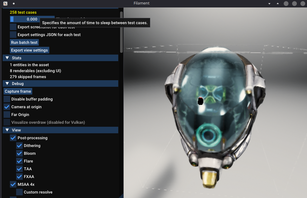 rendering issue on gltf_viewer when flare enabled with some focal length and focus distance in ...