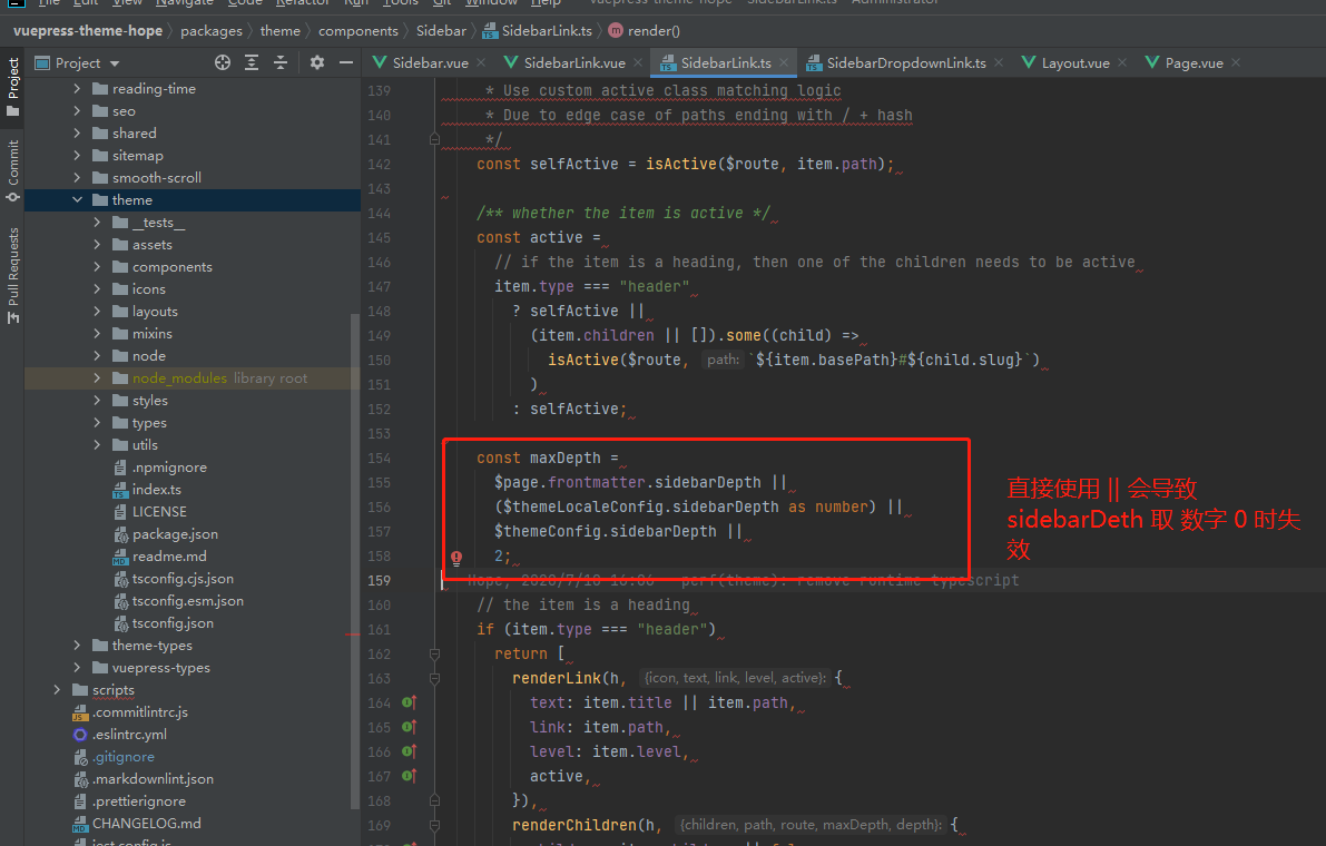 [Bug] v1 版本 sidebarDepth 配置失效 · Issue #1227 · vuepress-theme-hope/vuepress-theme-hope · GitHub