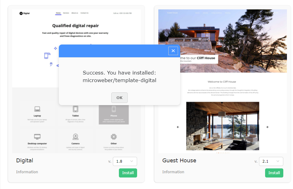 Installing Template fails · Issue #747 · microweber/microweber · GitHub
