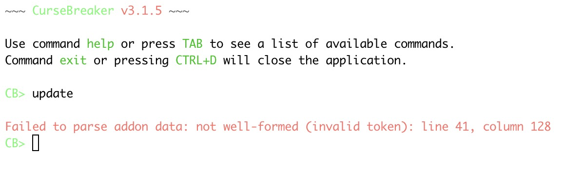 Failed to parse addon data: not well-formed (invalid token): line 41, column 128 · Issue #48 ...