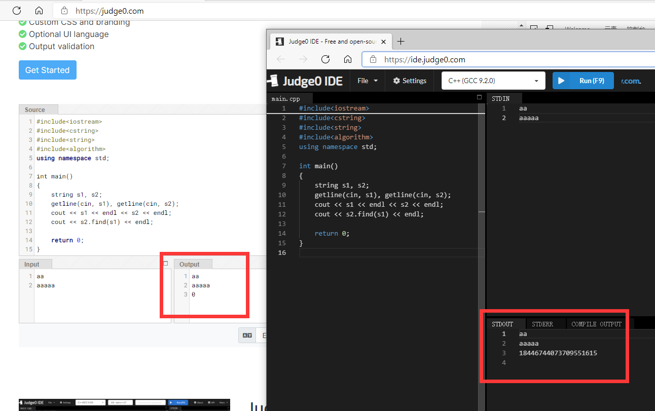 C++ string.find() always returns string::npos · Issue #272 · judge0/judge0 · GitHub
