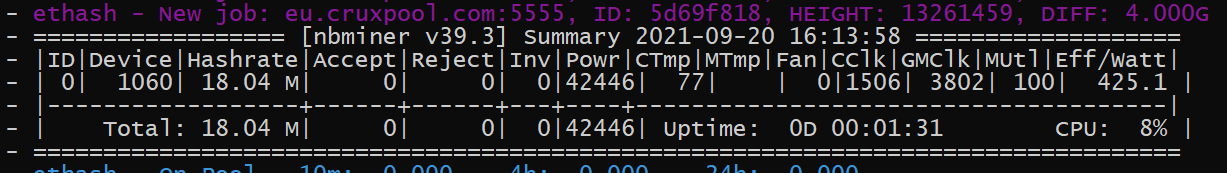 Nbminer 39.3 displaying wrong power usage · Issue #457 · NebuTech/NBMiner · GitHub