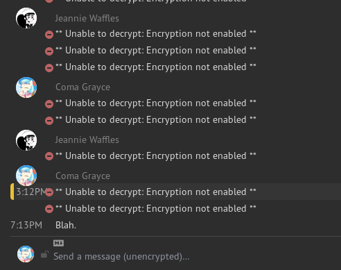 Unable to decrypt: Encryption not enabled · Issue #4606 · element-hq/element-web · GitHub