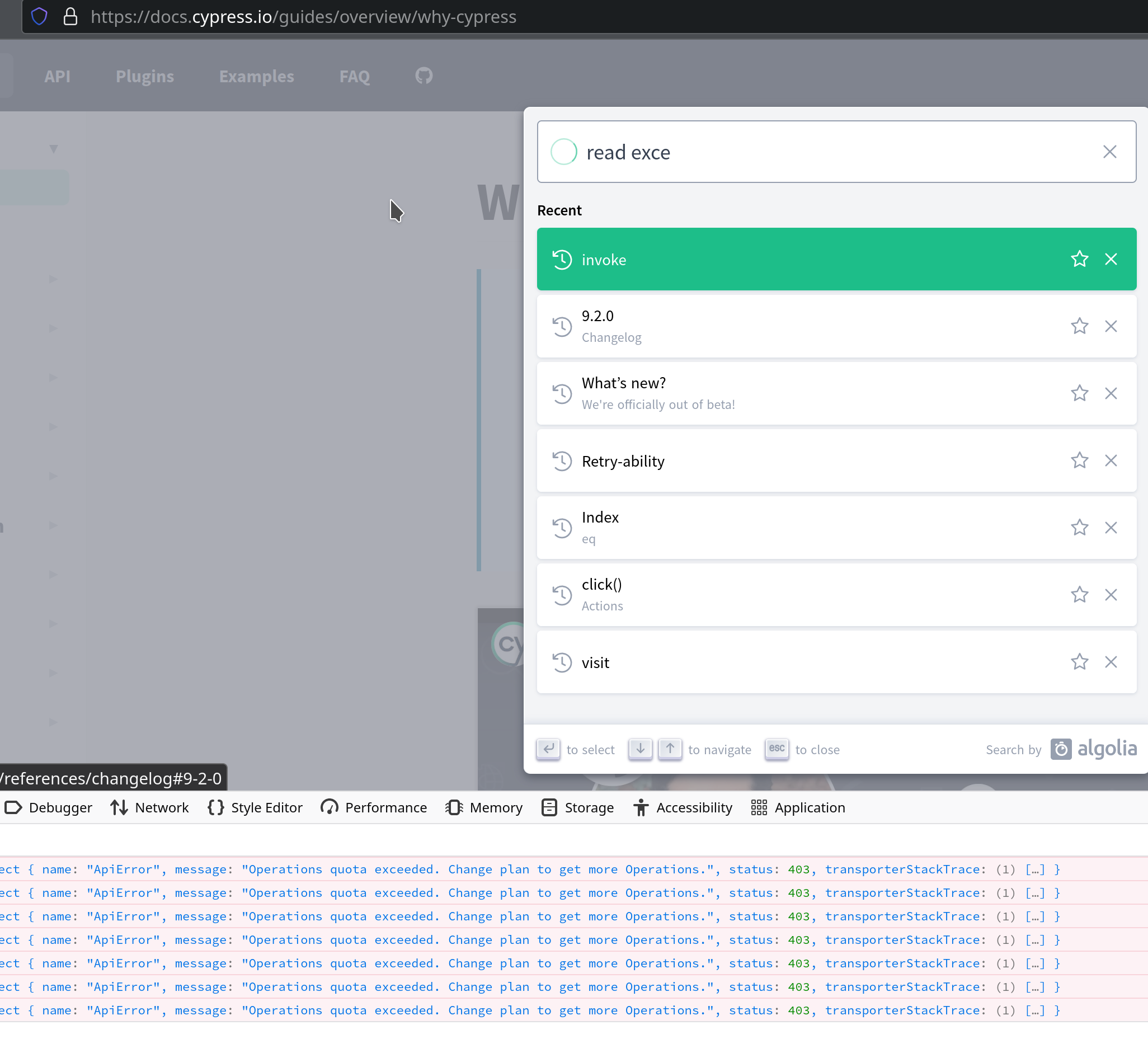 The documentation search is broken · Issue #4288 · cypress-io/cypress-documentation · GitHub