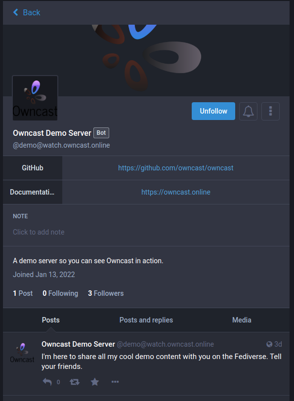 Discoverability: Link to the instance from the fediverse profile · Issue #1675 · owncast/owncast ...