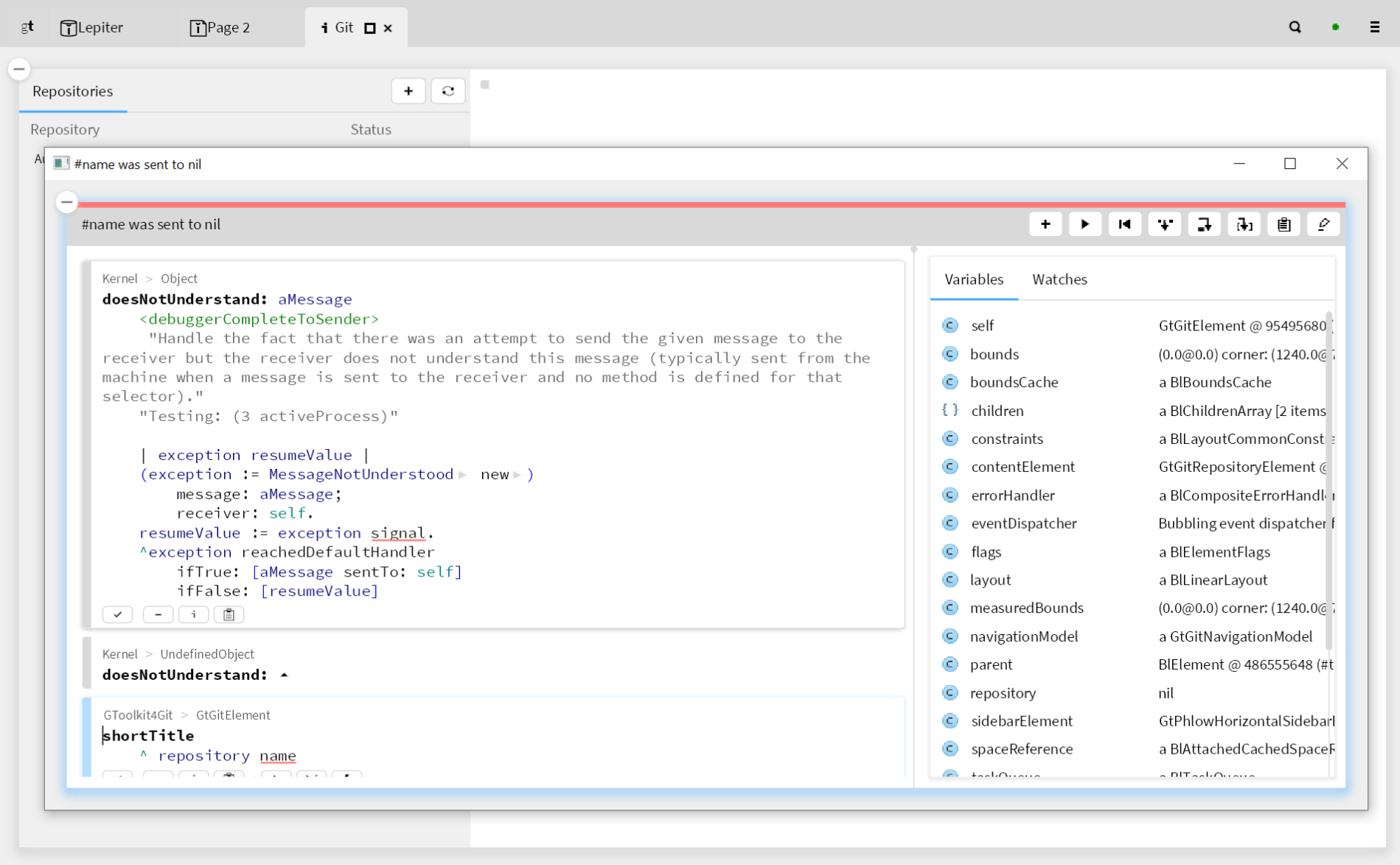 Git tool shows debugger when clicking on the repositories pane · Issue #2382 · feenkcom/gtoolkit ...