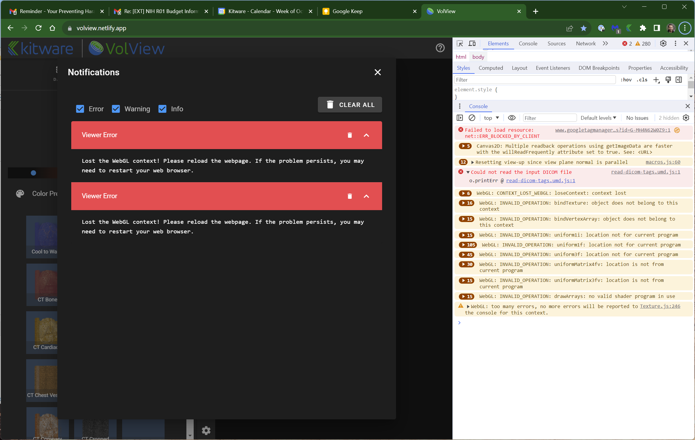 Crash when switching from Quad to 3D Only views · Issue #457 · Kitware/VolView · GitHub