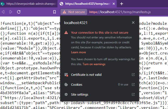Opening a sample using a development container: Hosted workbench says that gulp serve is not ...