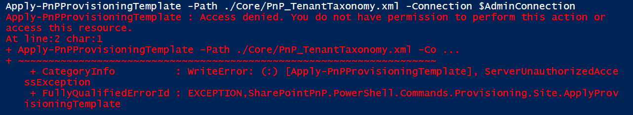 Import Pnptaxonomy Exception On Line 4 Access Denied · Issue 2194 · Pnppnp Powershell · Github