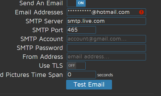 How to set up email alerts for hotmail · Issue #1535 · motioneye-project/motioneyeos · GitHub
