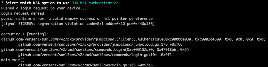 Duo push + Jumpcloud auth panics if push request is denied or times out · Issue #757 · Versent ...