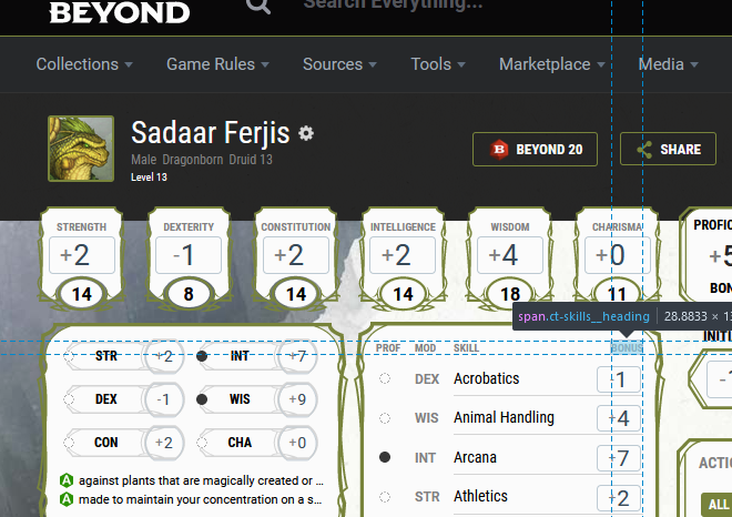 Skill Bonus header is caught in quick roll selector · Issue #666 · kakaroto/Beyond20 · GitHub