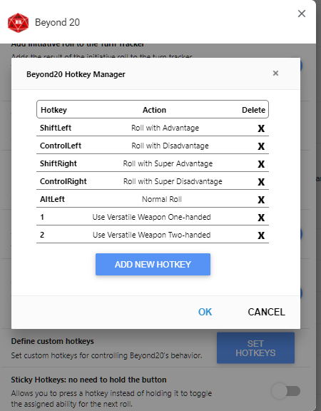 Totals bar sums both single and double handed damage when rolling with a versatile weapon while ...
