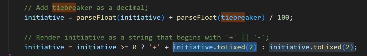 Using "add tiebreaker to initiative roll" should round extra floating point digits · Issue #1075 ...