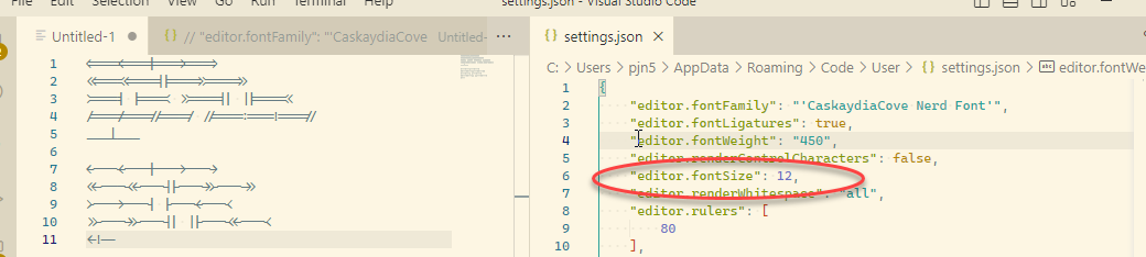 Caskaydia Cove introduces ligature issue not in Cascadia Code · Issue #1291 · ryanoasis/nerd ...
