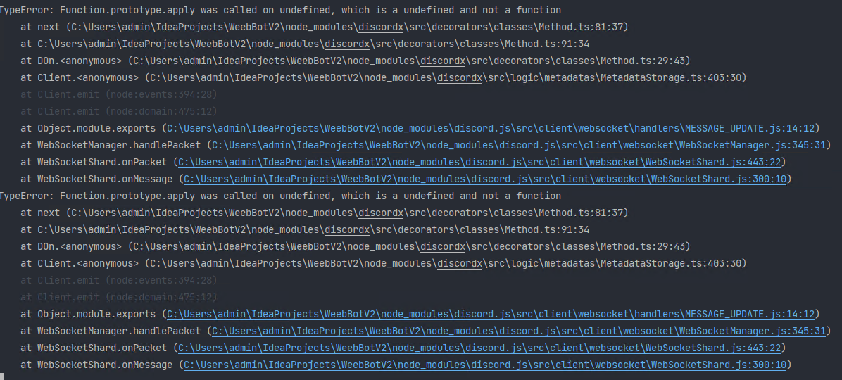 Adding @Guard to a method with @On("messageUpdate") causes exception on each slash when ...