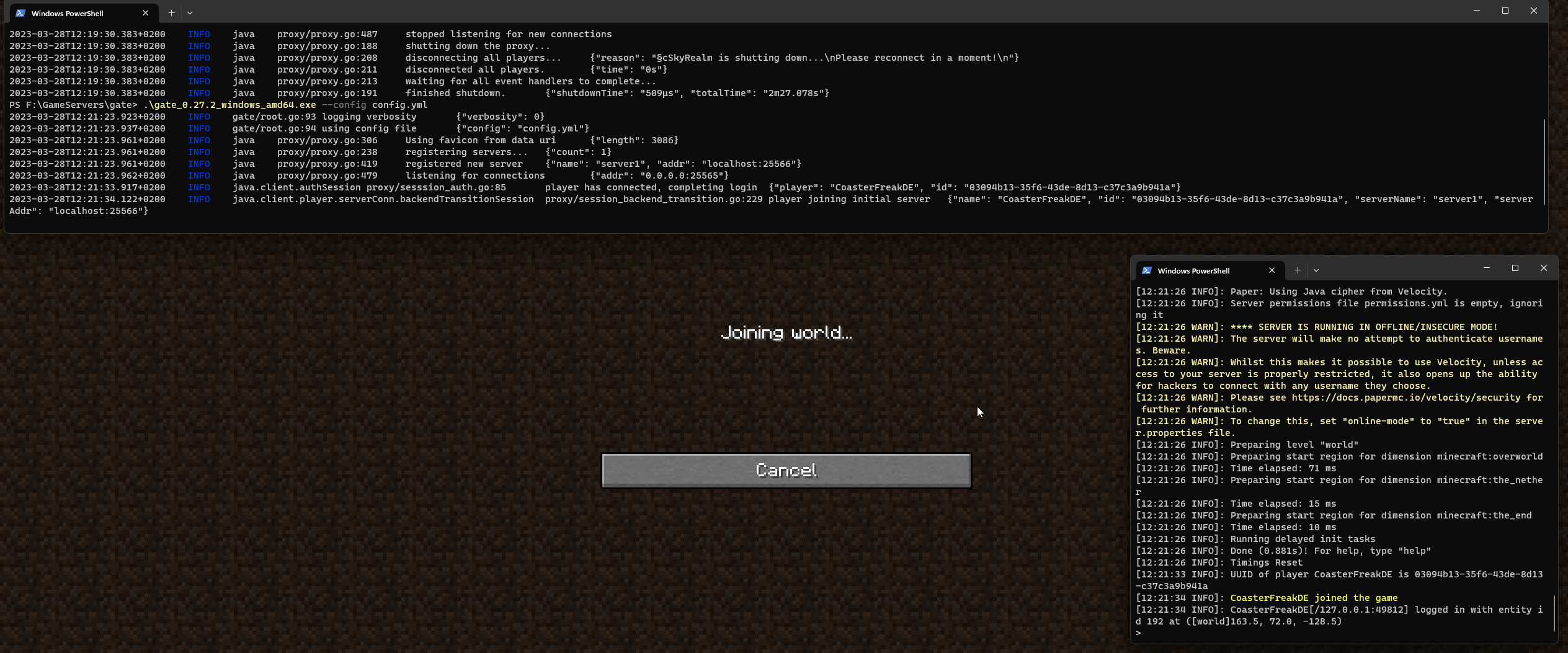 Stuck on "Joining world..." on 1.19.4 · Issue #190 · minekube/gate · GitHub