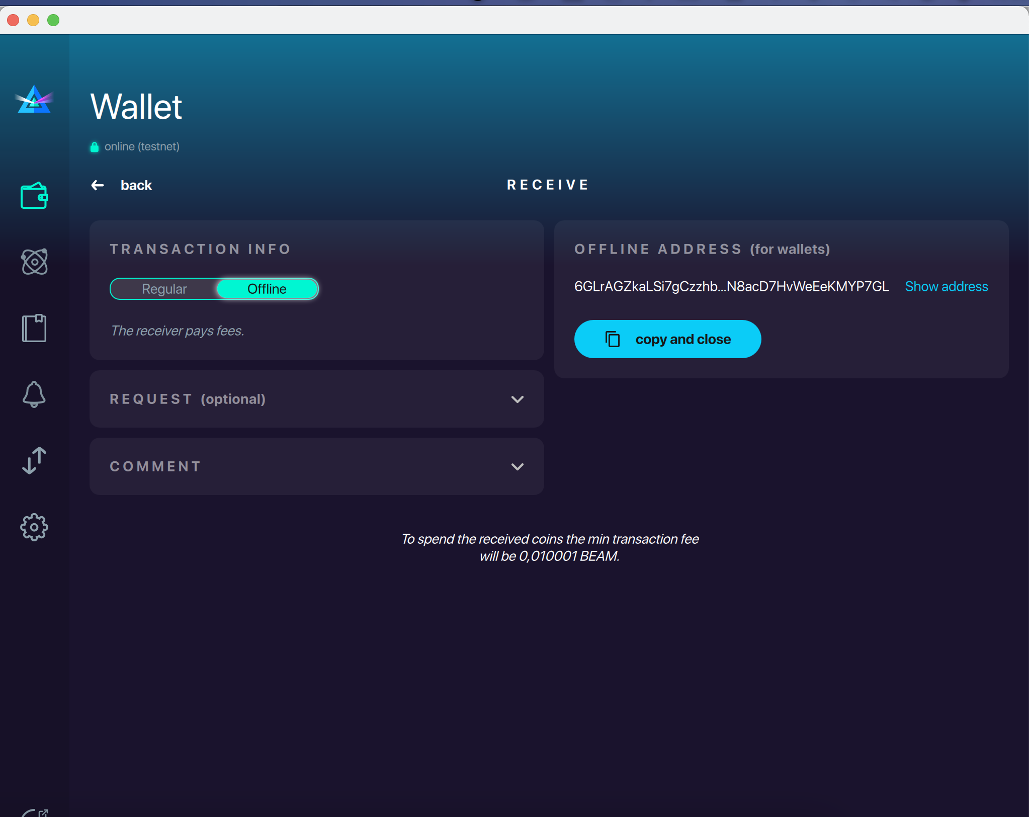 Cosmetic fixes in Receive dialog UI · Issue #198 · BeamMW/beam-ui · GitHub