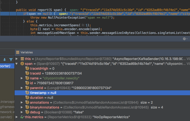 the server span's timestamp has set null，in zipkin ui,the server's serviceName cannot be ...