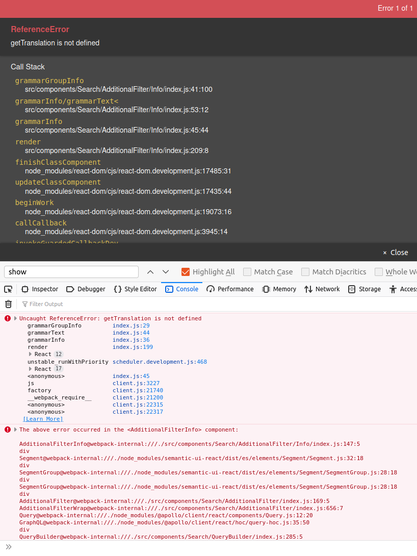Search: show grammar selection error · Issue #824 · ispras/lingvodoc-react · GitHub