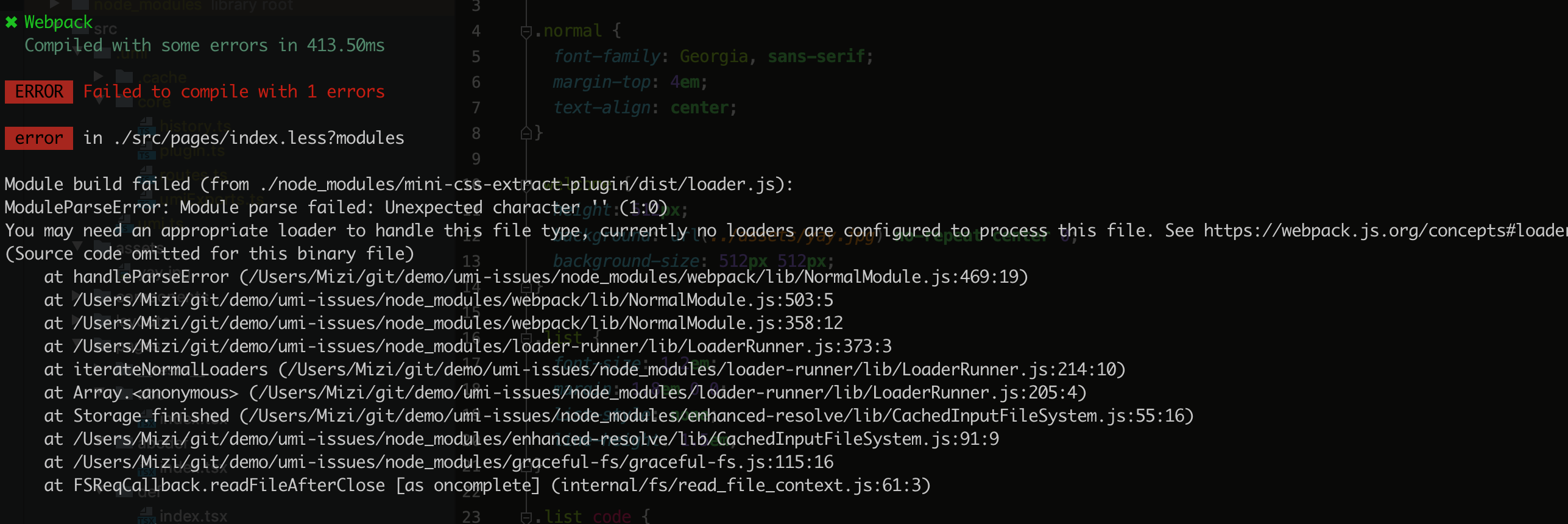 [umi@v3] less 使用@import引入第三方库的less文件存在相对路径的资源时，编译报错 · Issue #4047 · umijs/umi · GitHub