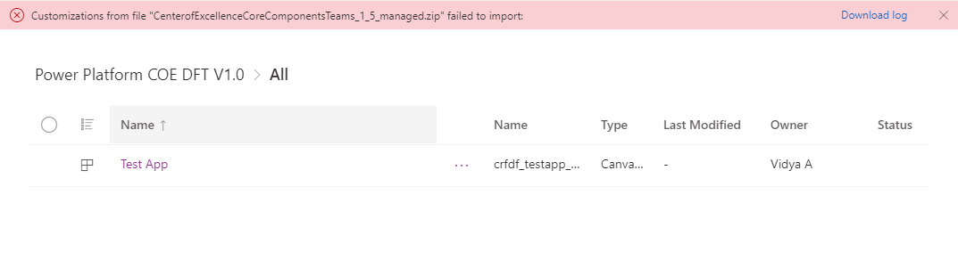 Not able to import the COE Starter Kit core solution into a Dataverse for Teams environment ...