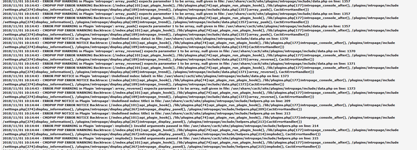 some more errors · Issue #45 · Cacti/plugin_intropage · GitHub