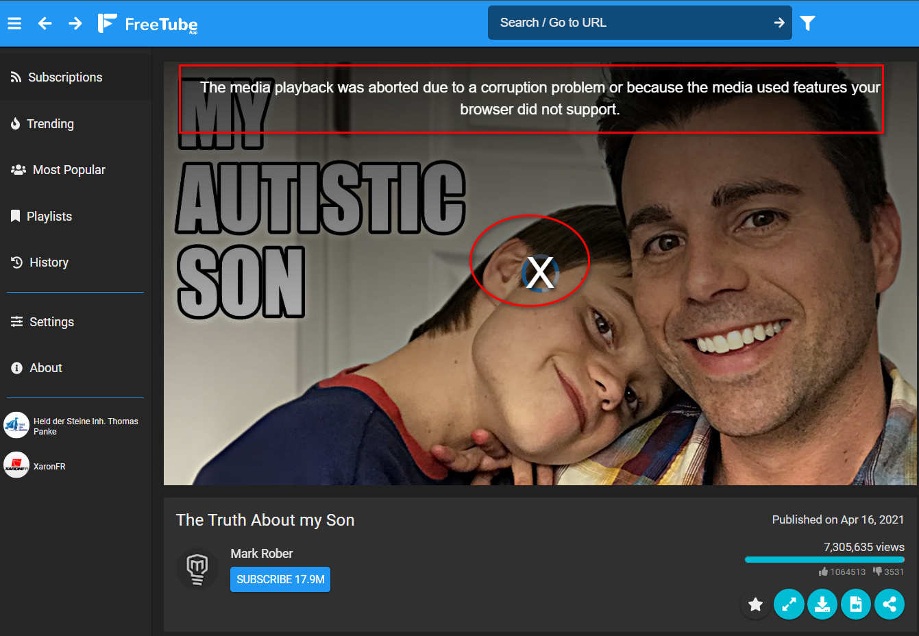 The media playback was aborted due to a corruption problem or because the media used features ...