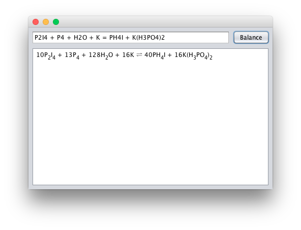 GitHub - StuartMesham/Chemical-Balancer: Chemical equation balancer
