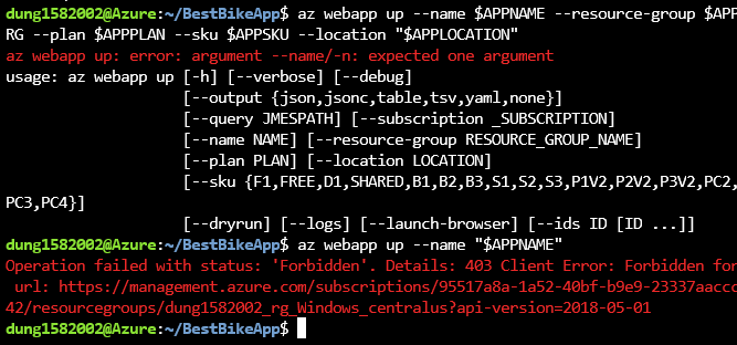 I Got An Error When Trying To Run Az Webapp Up · Issue 10086 · Azure Azure Cli · Github