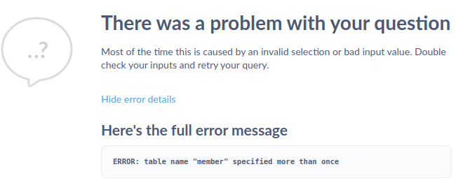 Question with self-join on Redshift cluster throws an error · Issue #27887 · metabase/metabase ...