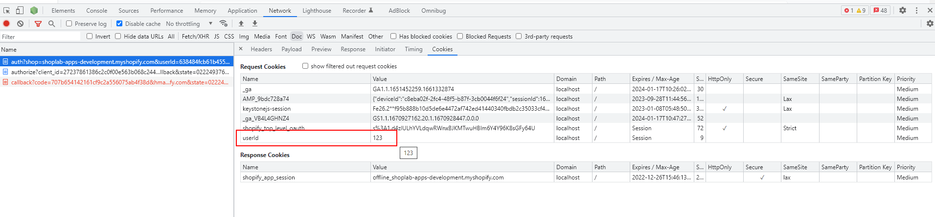 Custom Cookie Not Passed To Auth Callback · Issue 656 · Shopify Shopify Api Js · Github