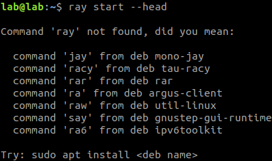 "ray start --head" in command line gives 'ray' not found · Issue #18045 · ray-project/ray · GitHub