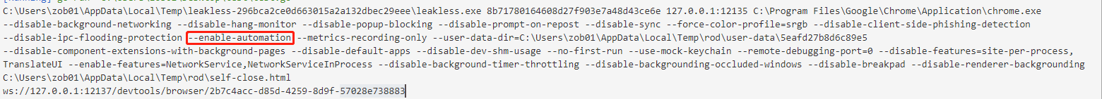 How to use this parameter enable-automation to hide the prompt that ...