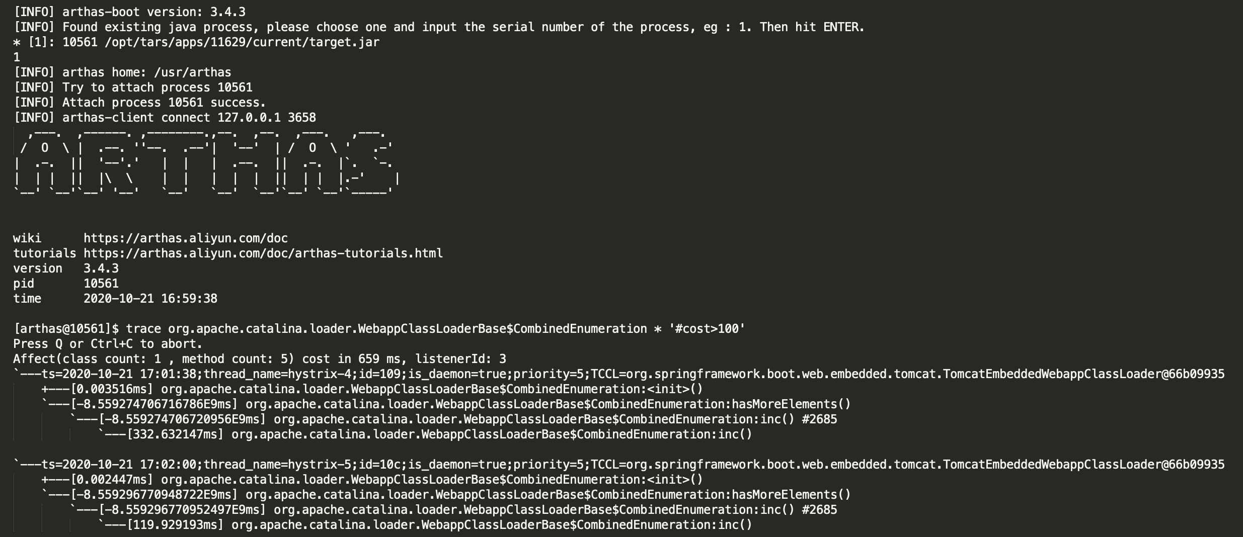 3.3.2 版本里 trace命令有可能输出 负数的时间结果 · Issue #1246 · alibaba/arthas · GitHub