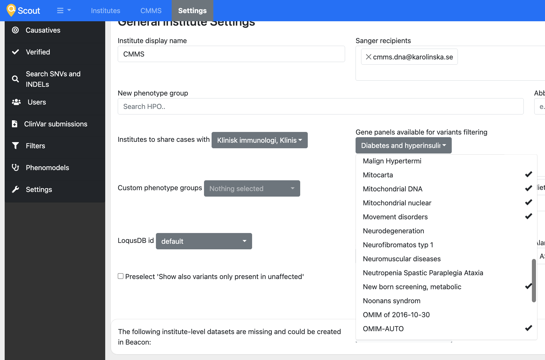 Panel Available At Case Level · Issue 3841 · Clinical Genomicsscout 