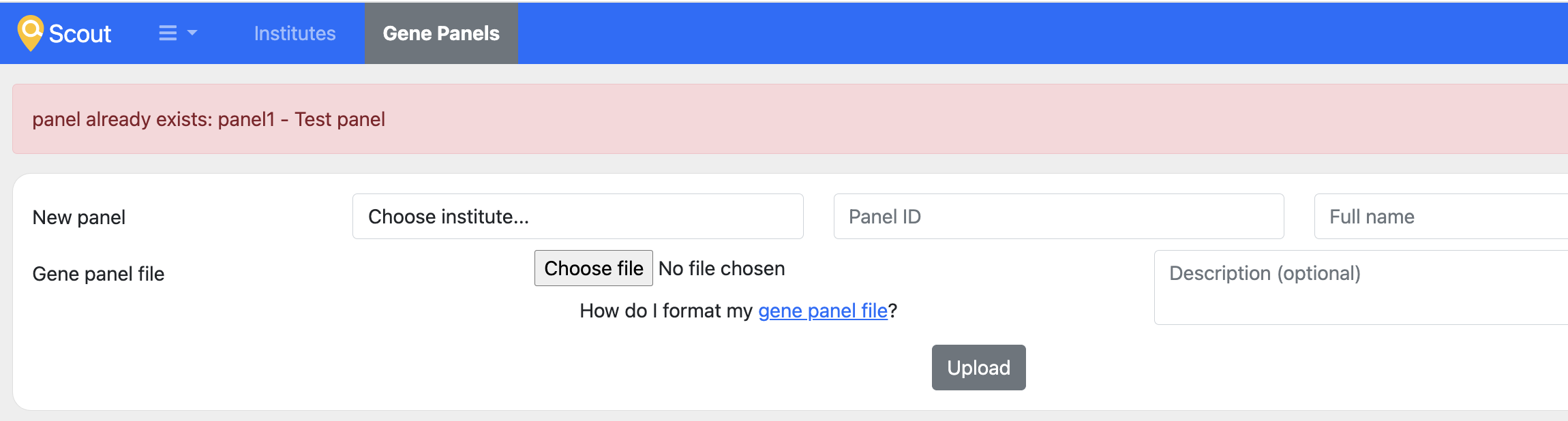 Problems using panel for searching for all cases for institute, when it exists with same name ...
