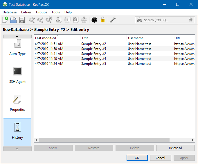 What is the History setting for? · Issue #3099 · keepassxreboot/keepassxc · GitHub