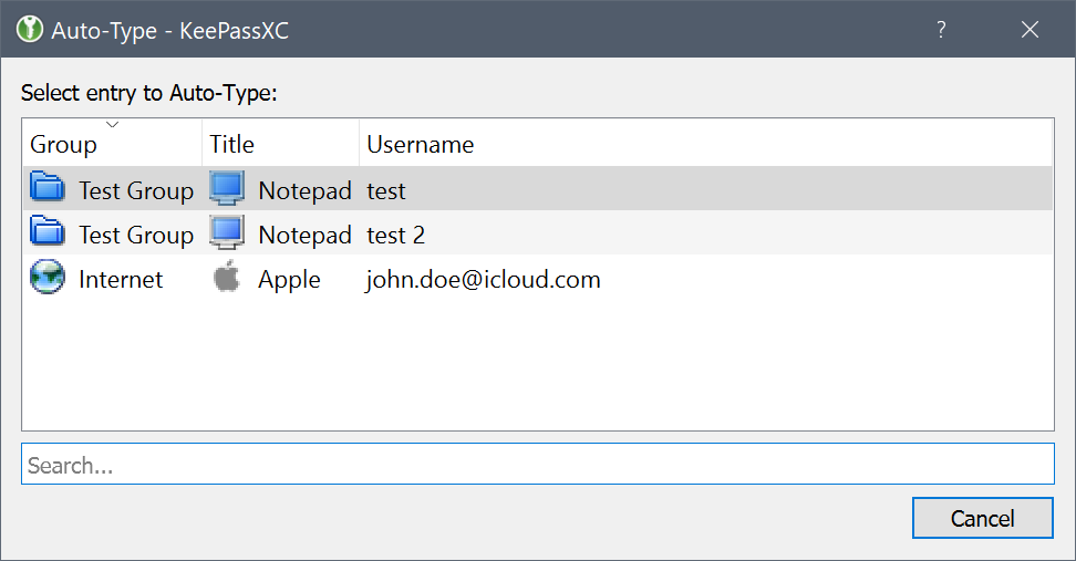 global autotype - option to select the wanted item to use in case ...