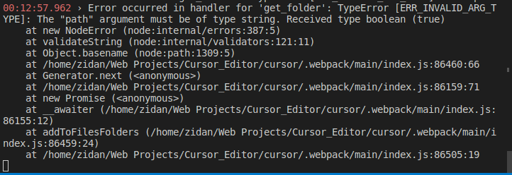 Unable to Open Folder · Issue #196 · getcursor/cursor · GitHub