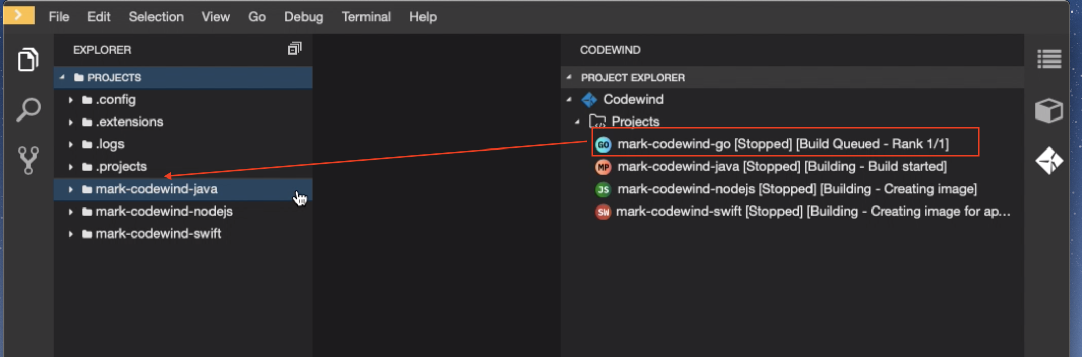 Creating A New Project Within Che Does Not Show Files Until Refreshing Navigator · Issue 67