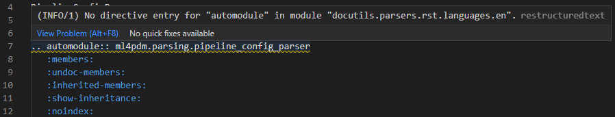 'No directive entry for "automodule" in module "docutils.parsers.rst ...