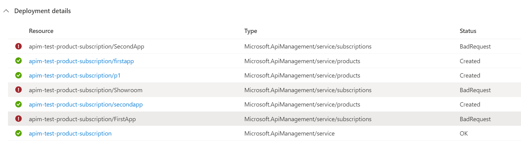 API Management product-scoped subscription needs explicit dependsOn corresponding product ...