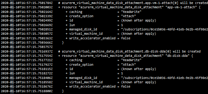 Terraform plan log adds time references at the beginning of each line ...