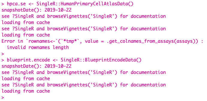 Error loading HumanPrimaryCellAtlasData · Issue #93 · SingleR-inc/SingleR · GitHub