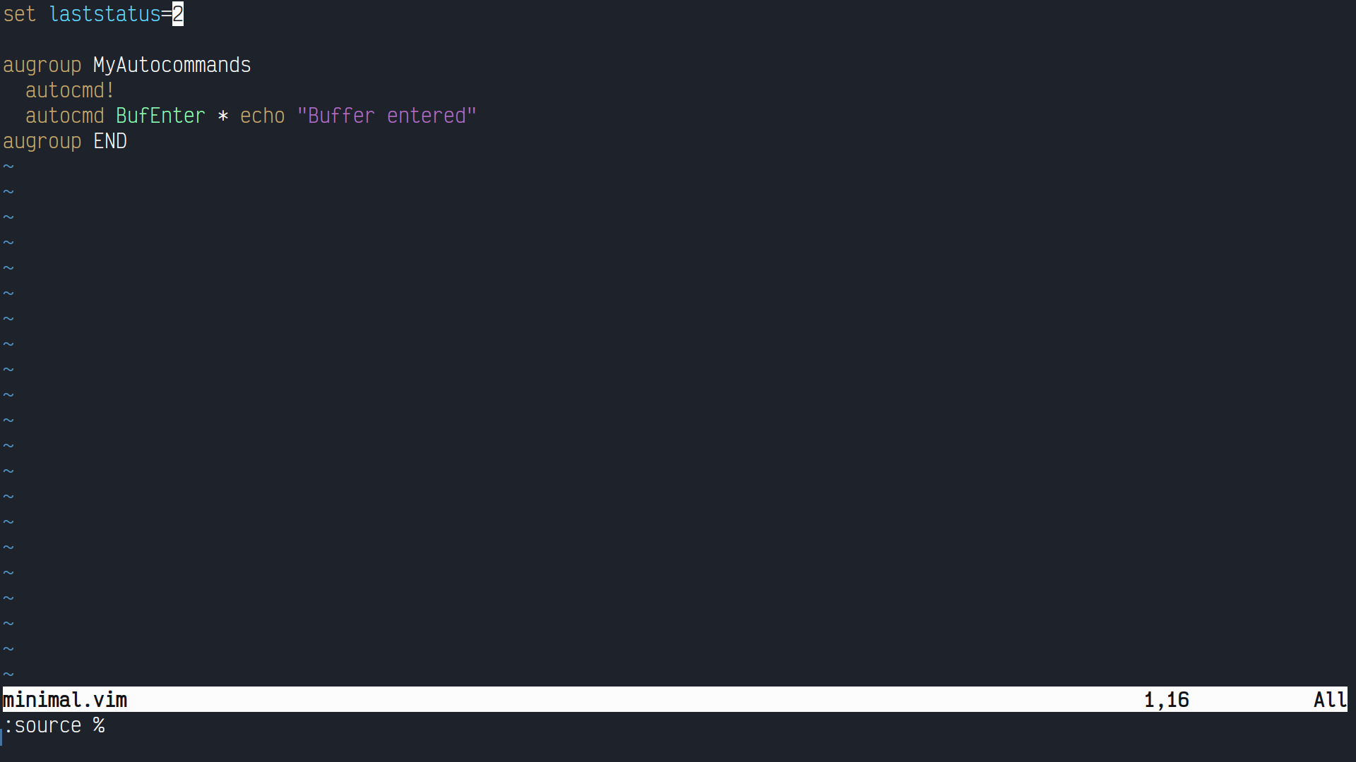 "echo" from autocommand not showing up with laststatus=3 · Issue #21178 · neovim/neovim · GitHub
