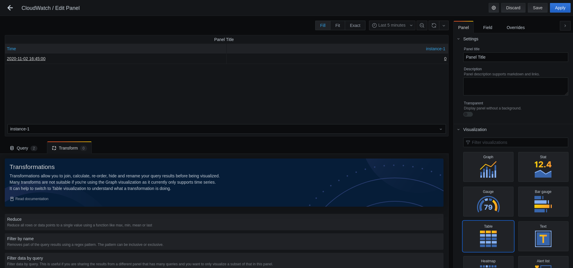 Add field from calculation transformation not working on Cloudwatch Datasources since 7.3 ...