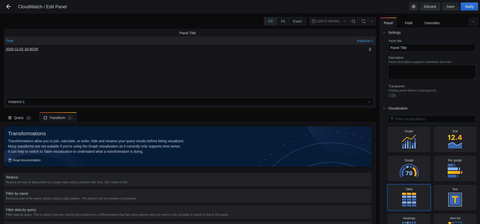 Add field from calculation transformation not working on Cloudwatch Datasources since 7.3 ...
